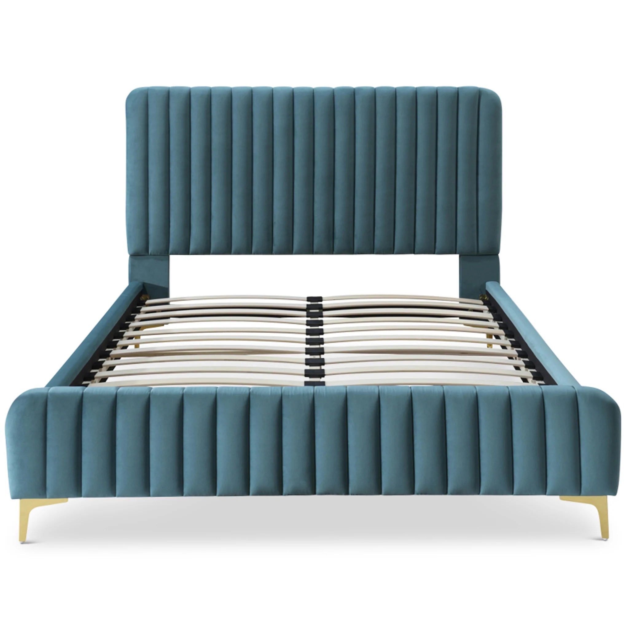 Angela King Size Sea Blue Velvet Platform Bed - ASY Furniture